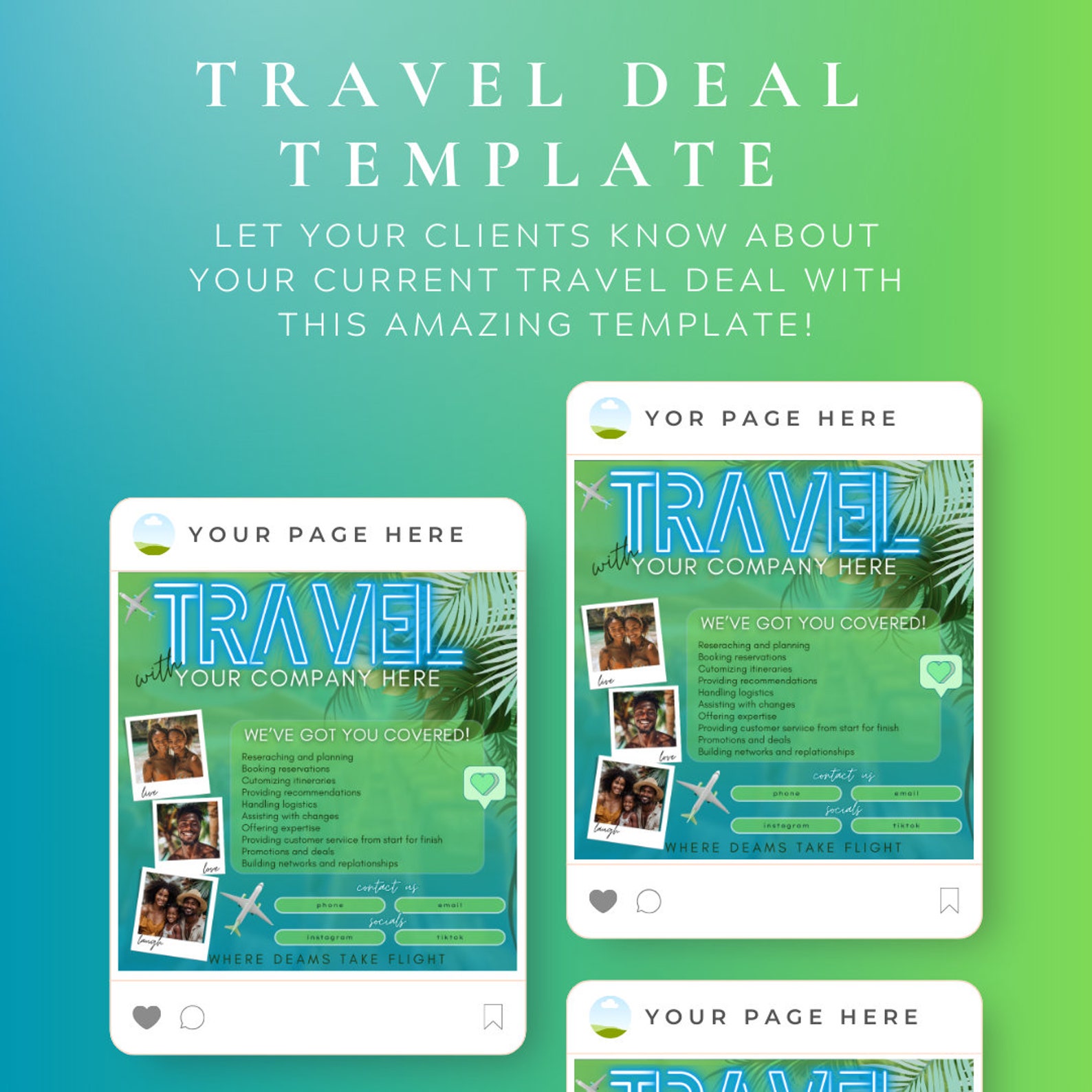 Travel Deal Flyer, Travel Agent Template, Marketing Template, Beach ...