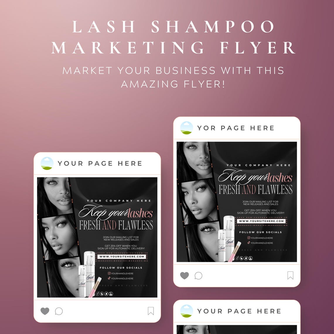 Lash Shampoo Marketing Flyer, Social Media Post, Eyelash Shampoo ...