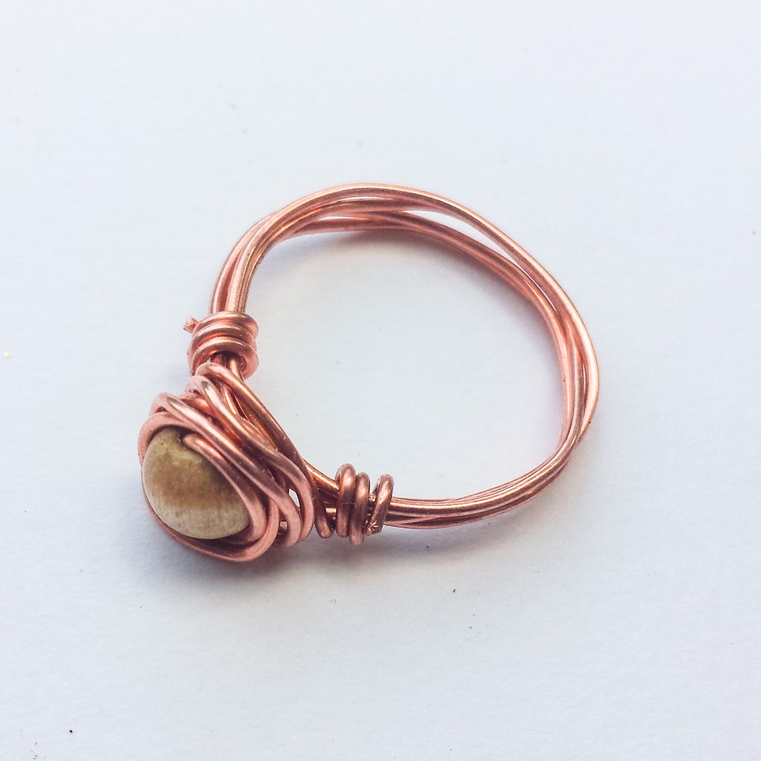 Wire Wrap Copper Ring - Beautiful Handmade Natural Jewellery - Unisex ...