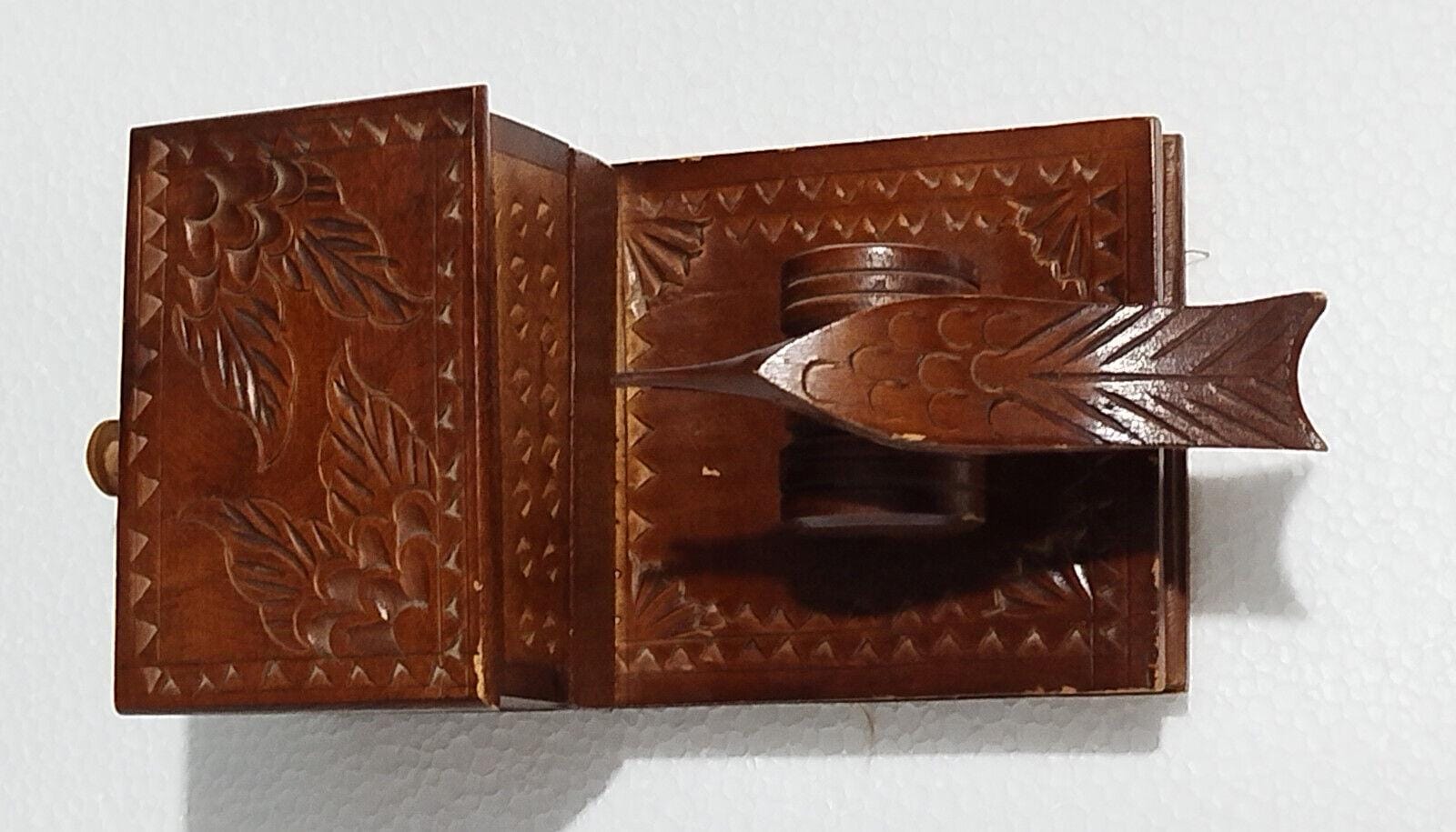 Mechanical Pecking Bird Cigarette Box Dispenser Vintage Wooden ...