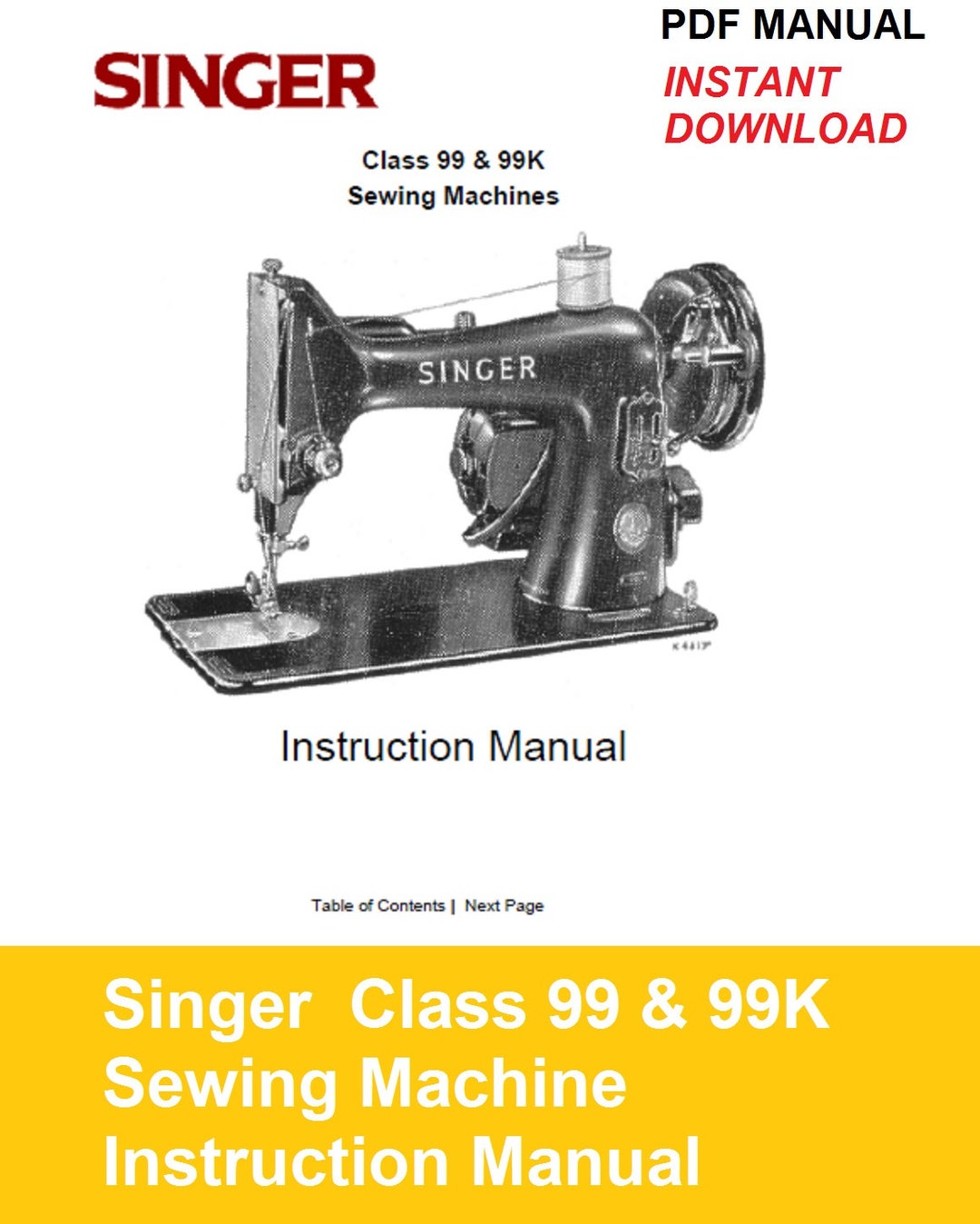 Singer Class 99 & 99K Sewing Machine Instruction Manual - Etsy