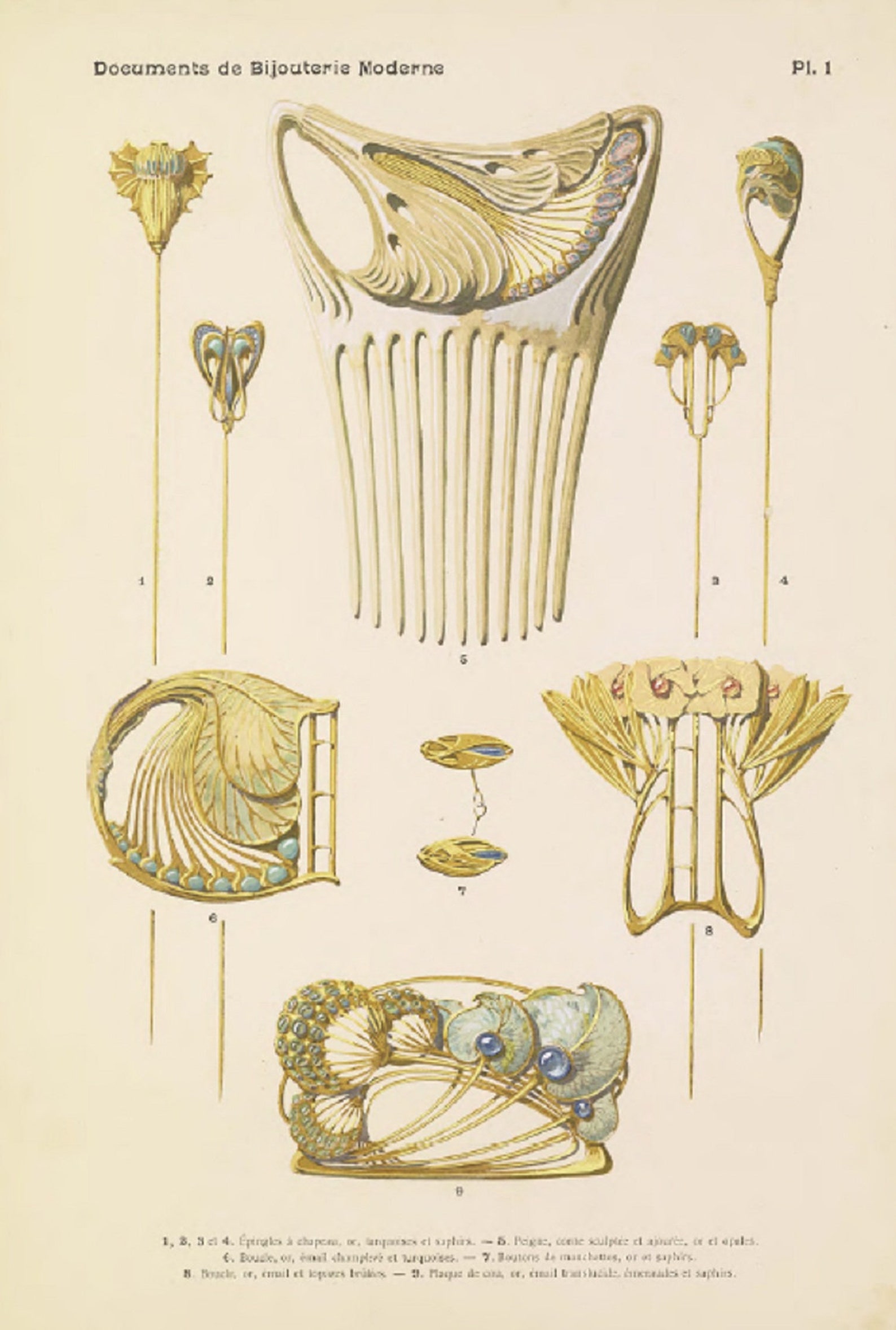 200 French ART NOUVEAU Jewelery Goldsmith PARIS Designs Illustrated ...