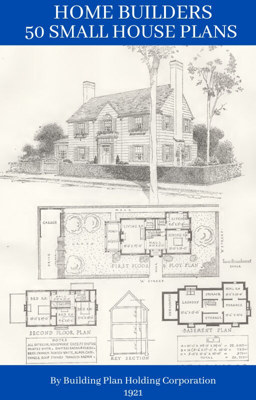 1921 HOME BUILDERS PLAN Book With 50 American Small House Architecture ...