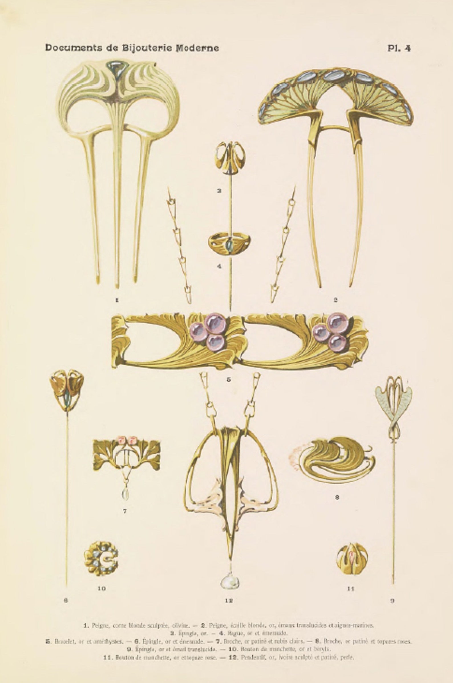 200 French ART NOUVEAU Jewelery Goldsmith PARIS Designs Illustrated ...
