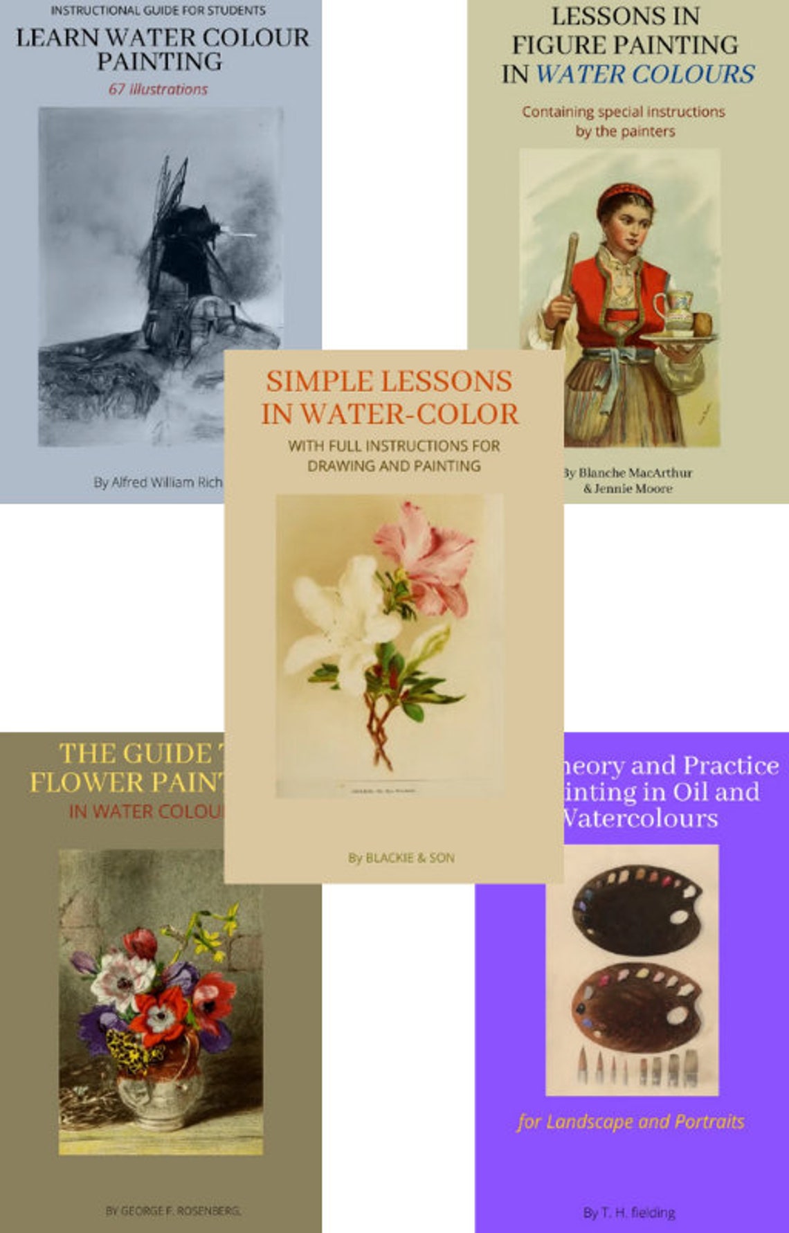 Collection of 5 WATERCOLOUR PAINTING Books LEARN Watercolour Painting ...