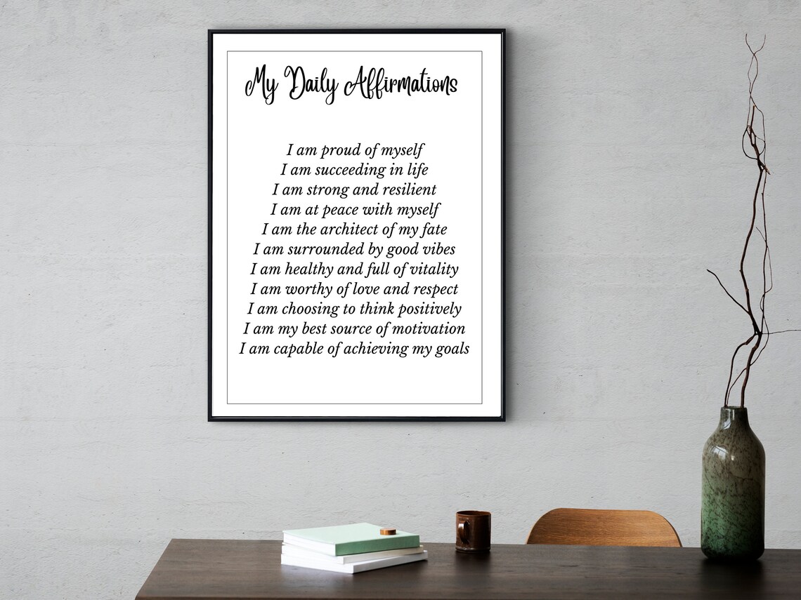 Daily Affirmations Wall Art Motivational Quotes Self Love Art Positive ...