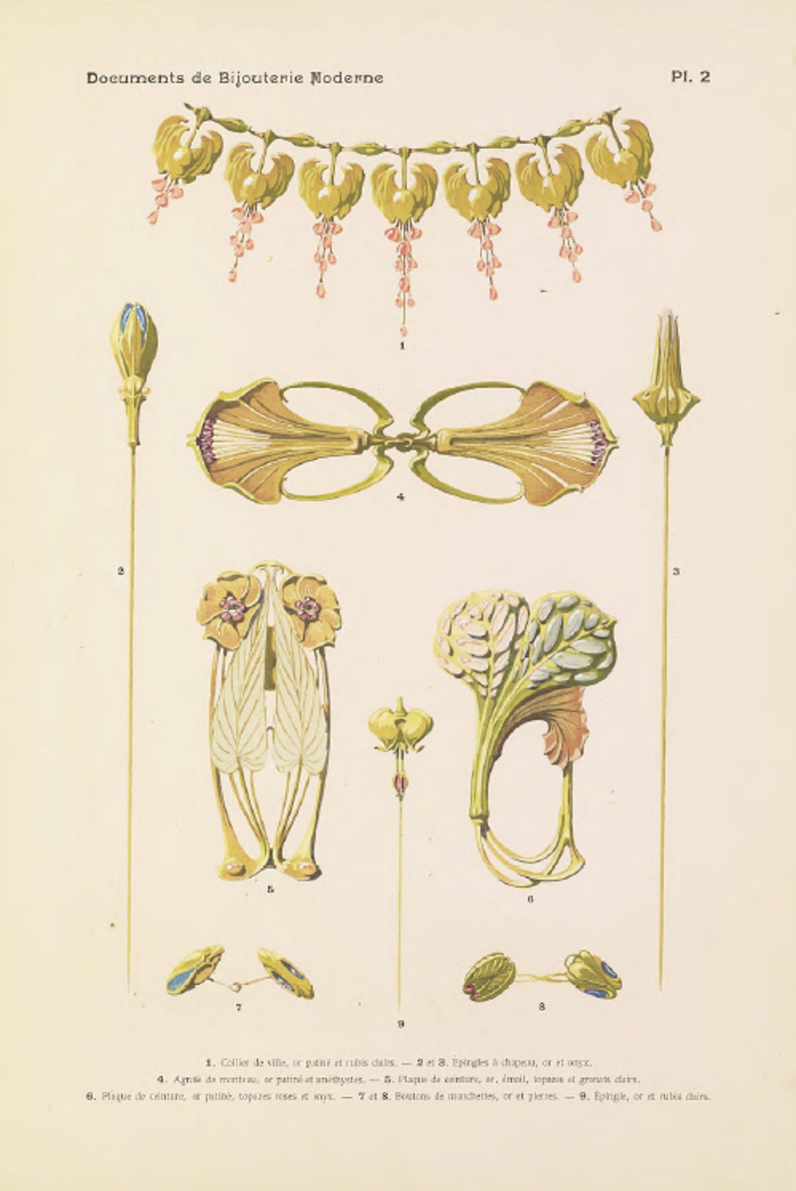 200 French ART NOUVEAU Jewelery Goldsmith PARIS Designs Illustrated ...