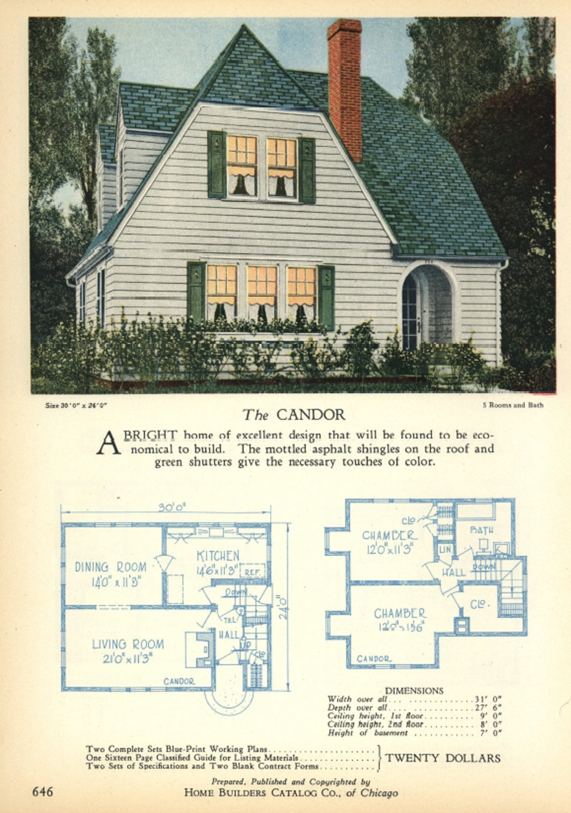 1928 Home Builders FULL COLOR PLAN Book With 62 American House - Etsy