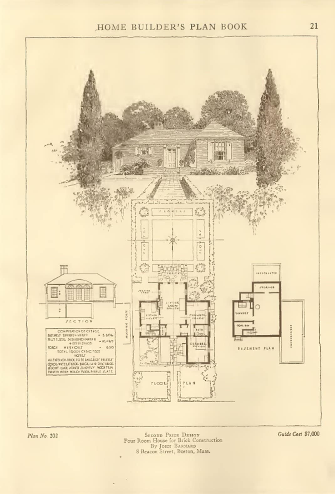 1921 HOME BUILDERS PLAN Book With 50 American Small House Architecture ...