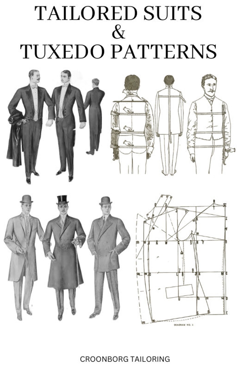 Design Your Own Clothes Mens TAILORING and TUXEDO PATTERNS Formal Wear Sewing Pattern Instant ...