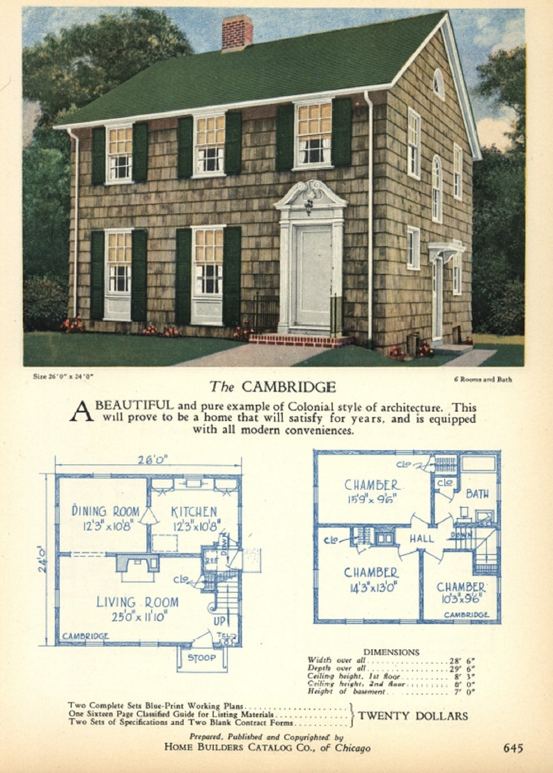 1928 Home Builders FULL COLOR PLAN Book With 62 American House - Etsy
