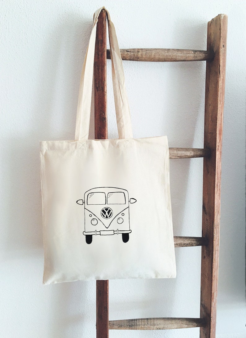 Jute Bag Hand Painted VW Bus Beutelfee Cotton Bag Bag - Etsy UK