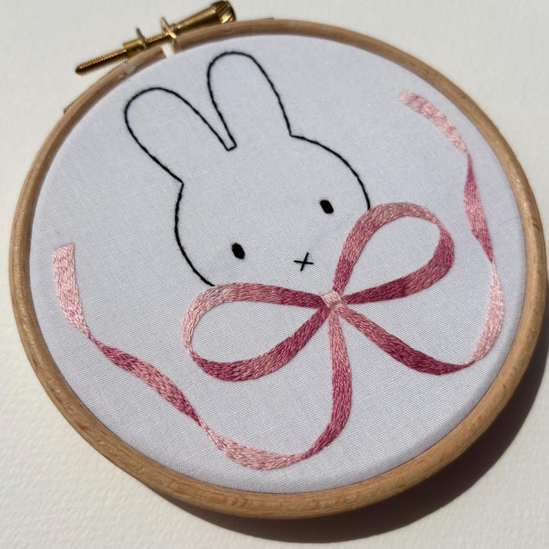 Miffy Ribbon - 4 Inch Hand Embroidery Thread Painting Baby Pink ...