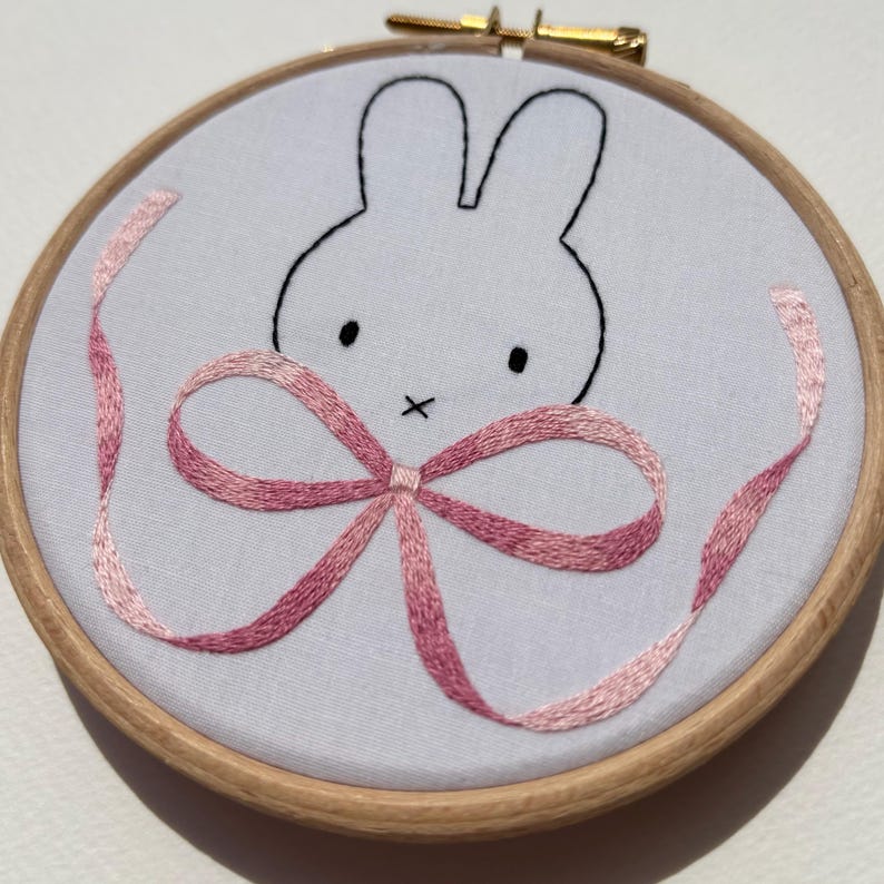 Miffy Ribbon - 4 Inch Hand Embroidery Thread Painting Baby Pink ...