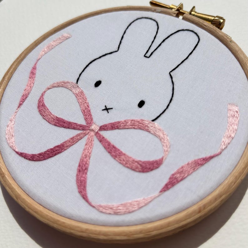 Miffy Ribbon - 4 Inch Hand Embroidery Thread Painting Baby Pink ...