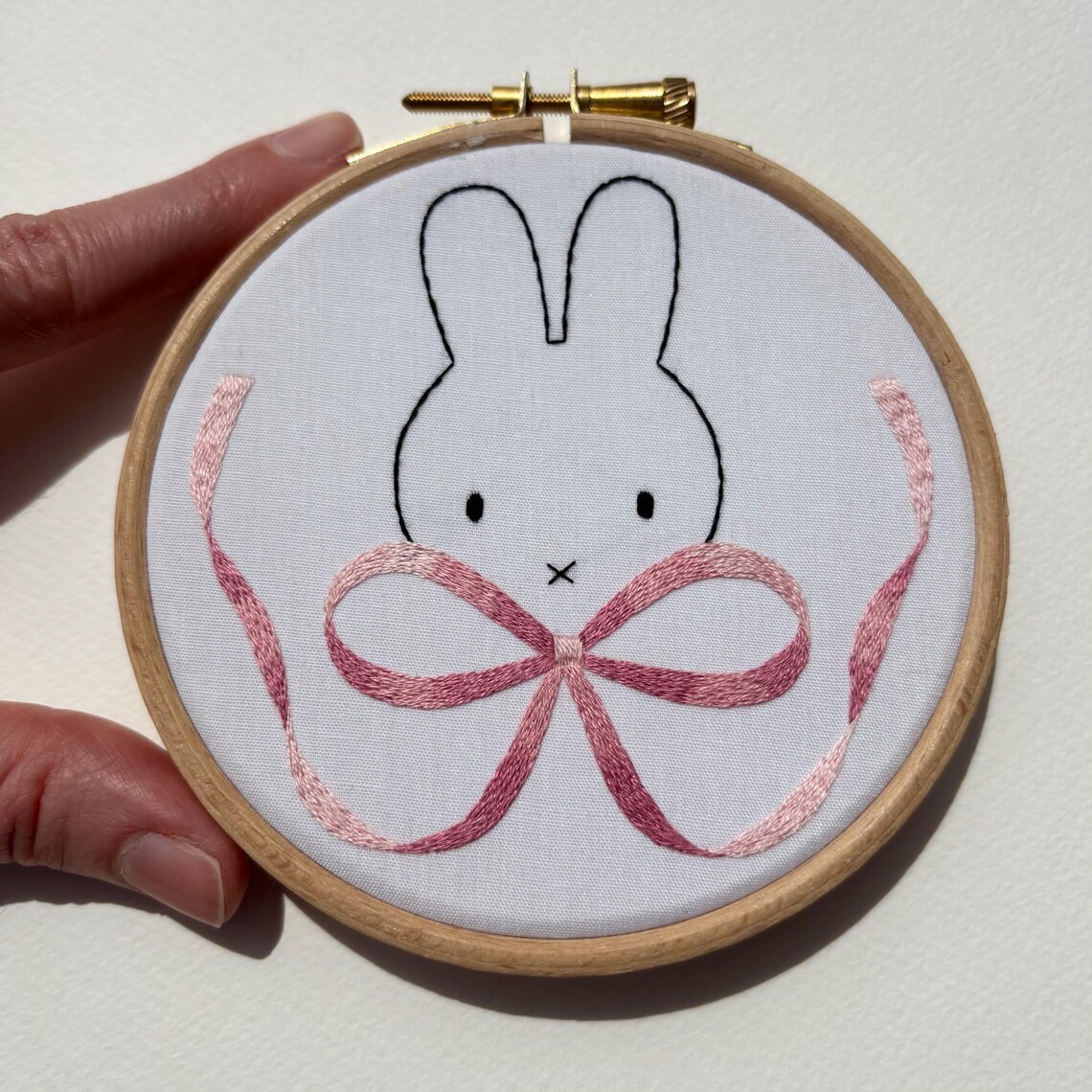 Miffy Ribbon - 4 Inch Hand Embroidery Thread Painting Baby Pink ...