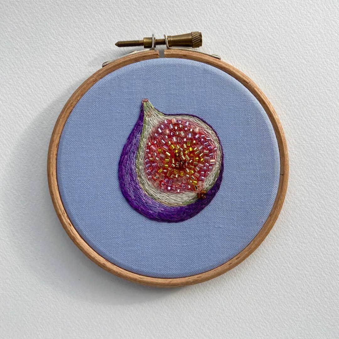 Funky Fig - 4 Inch Hand Embroidery Thread Painting Glass Beads Beading ...