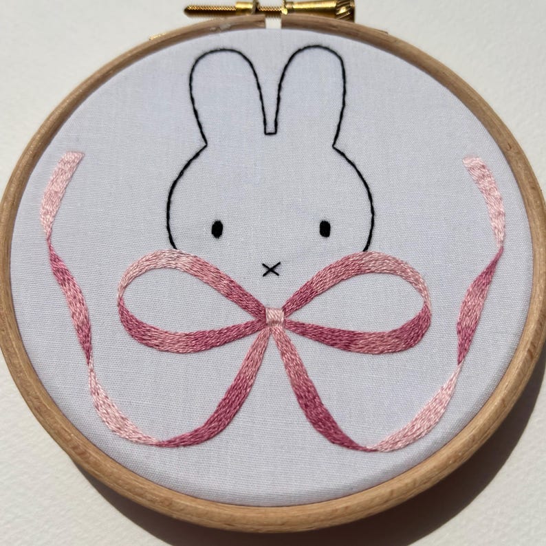 Miffy Ribbon - 4 Inch Hand Embroidery Thread Painting Baby Pink ...