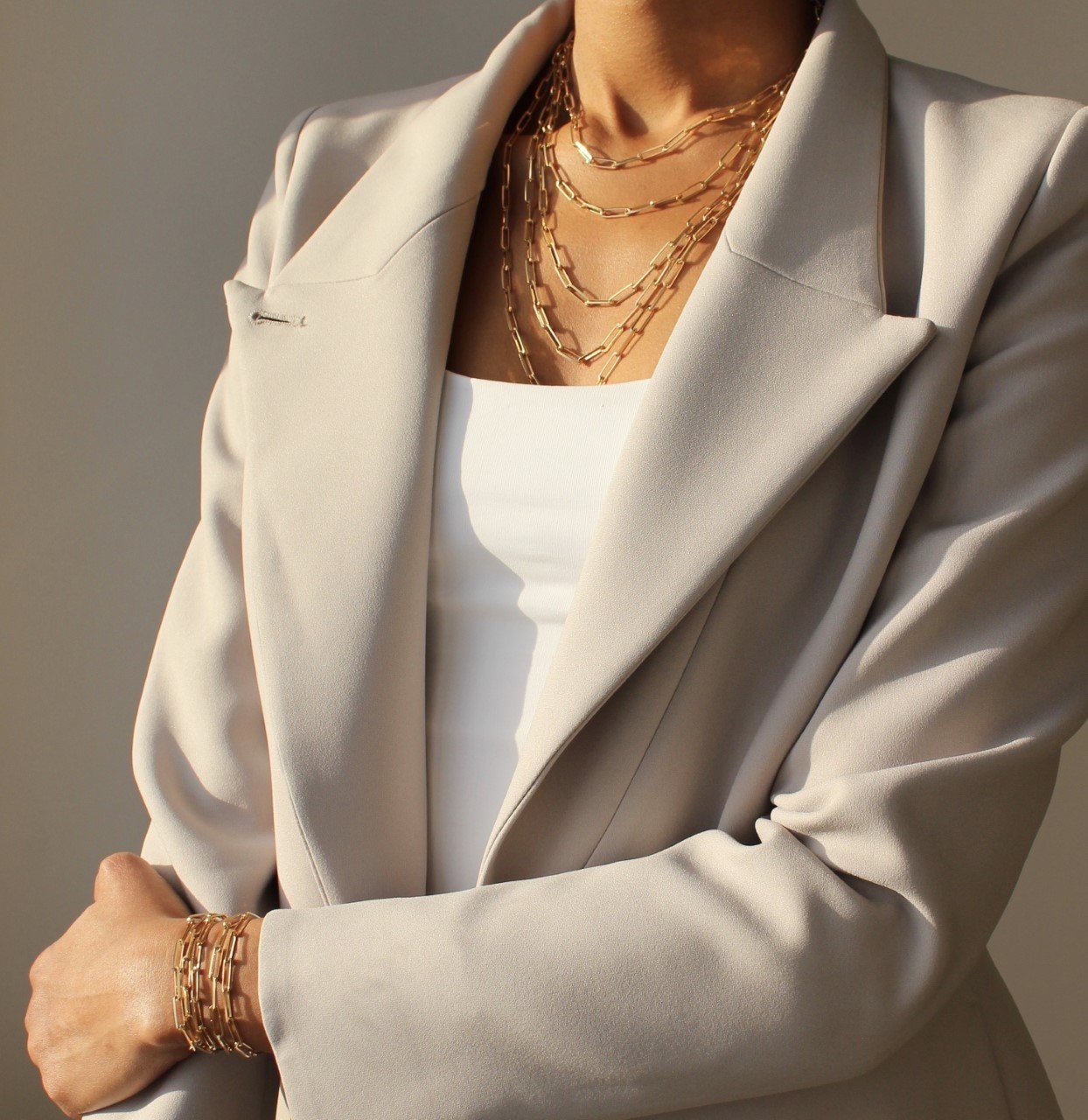 Solid Gold Paper Clip Necklace Gold Link Chain Necklace | Etsy