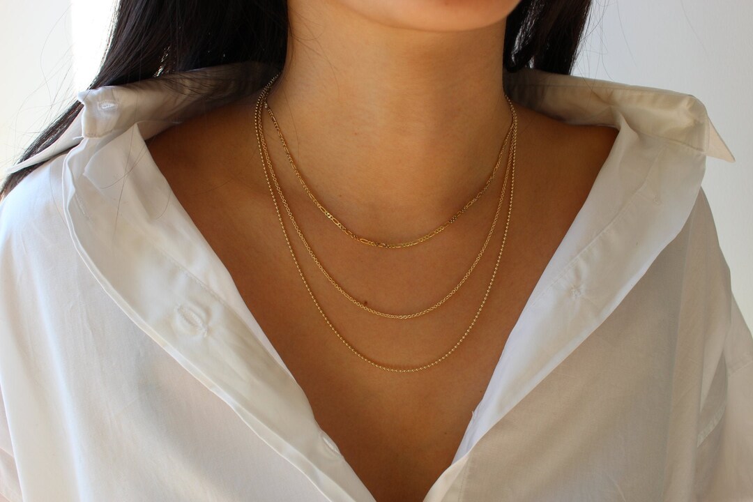 Plain Cable Chain Necklace Solid Gold Cable Chain Yellow - Etsy