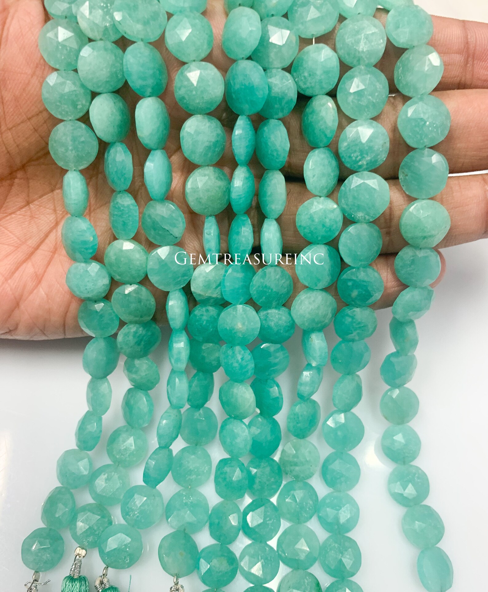 AAA Quality Natural Amazonite Faceted Coin Shape Beads / - Etsy
