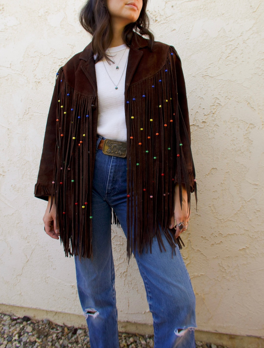 Vintage 70s Pioneer Wear Suede Leather Beaded Fringe Jacket - Etsy