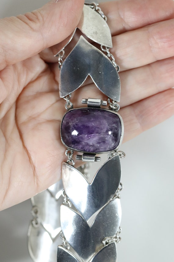 Fred Davis Amethyst Modernist Choker Necklace | Vinta… - Gem