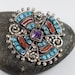 Vintage MATL Sterling Silver Cross Brooch: Amethyst, Coral, Turquoise ...