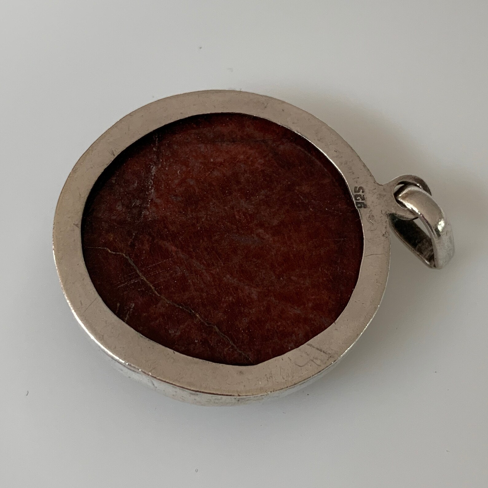 Large Round Red Stone Necklace Pendant Vintage Sterling | Etsy