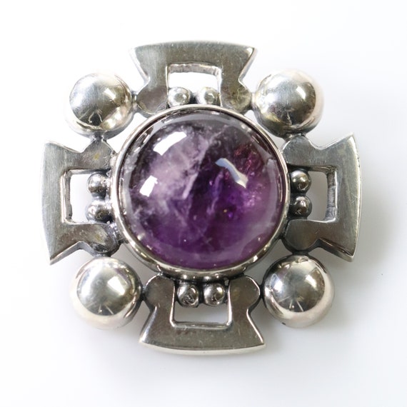 Fred Davis Large Amethyst Brooch and Earring Set | Vi… - Gem