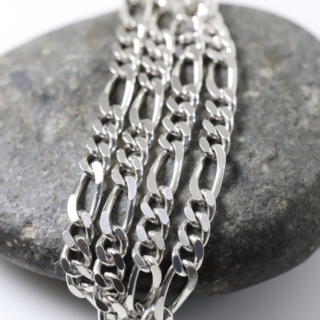 Heavy 18" Figaro Link Chain | Vintage Sterling Silver | 6 Mm 24 Grams ...