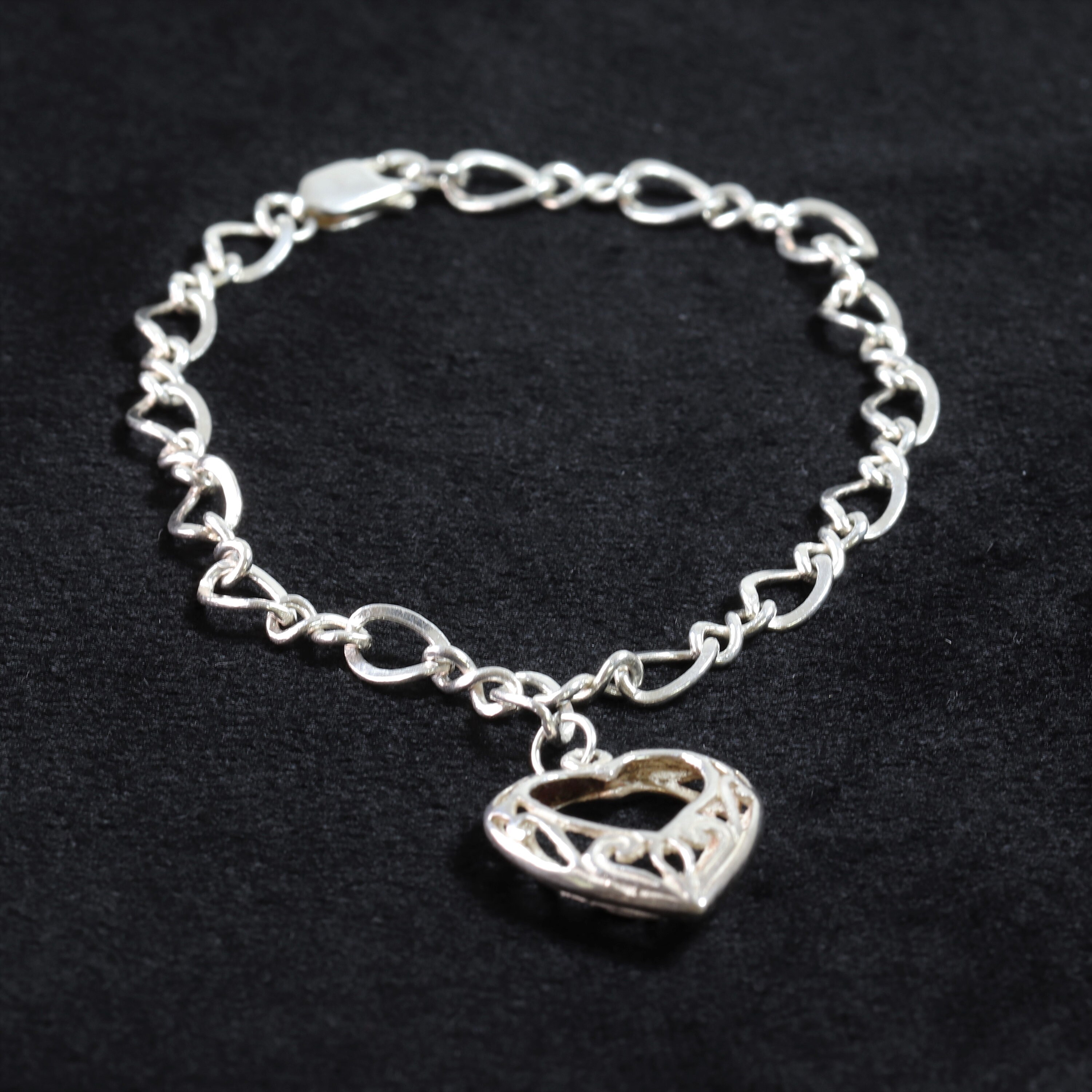 Heart Charm Bracelet Vintage Sterling Silver - Etsy