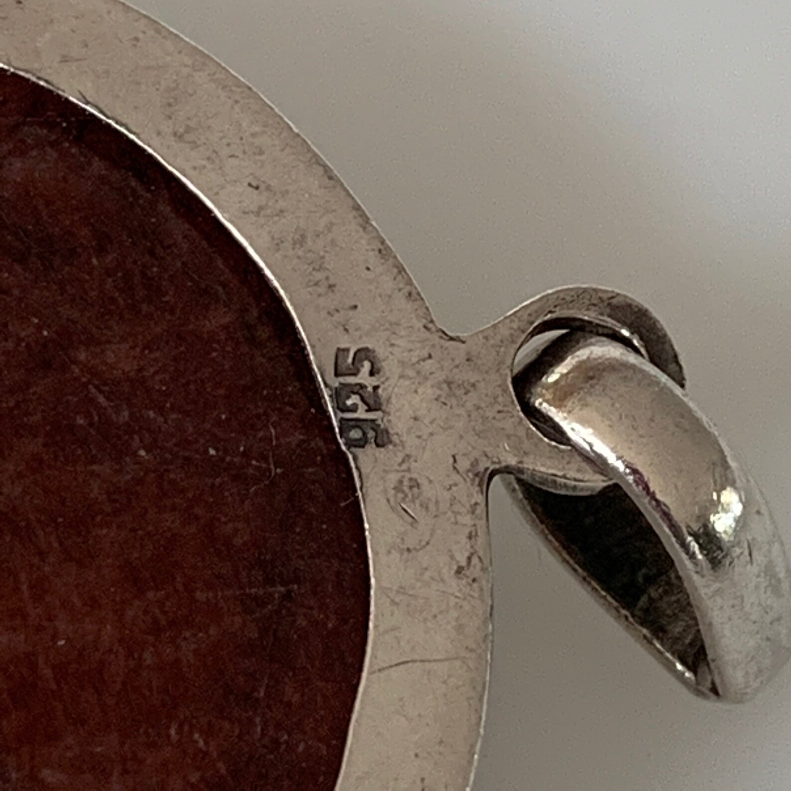 Large Round Red Stone Necklace Pendant Vintage Sterling | Etsy