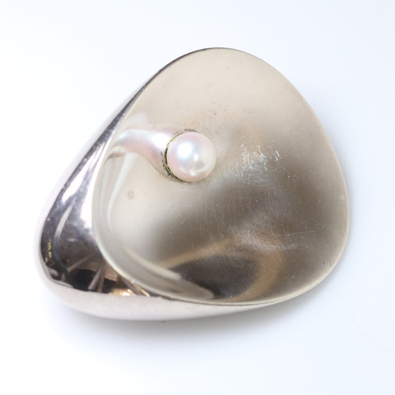 Georg Jensen Modernist Shell Brooch 328 Vintage Sterling Silver Ditzel Pearl Pin Denmark Etsy