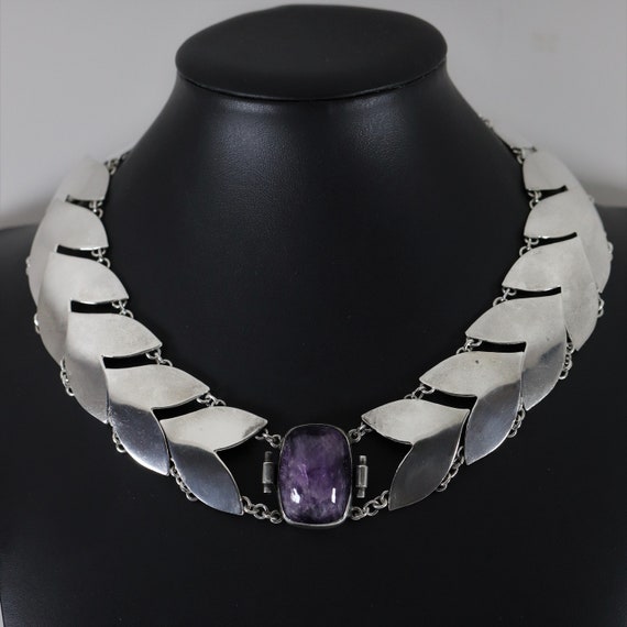 Fred Davis Amethyst Modernist Choker Necklace | Vinta… - Gem