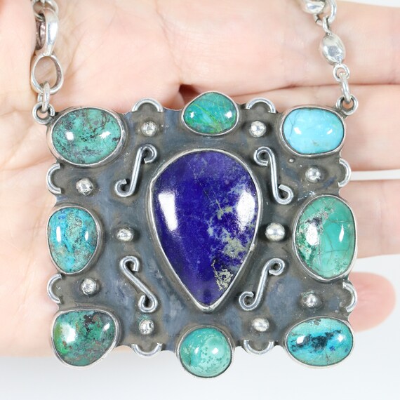 Heavy Artisan Pendant Necklace | Vintage Sterling Sil… - Gem