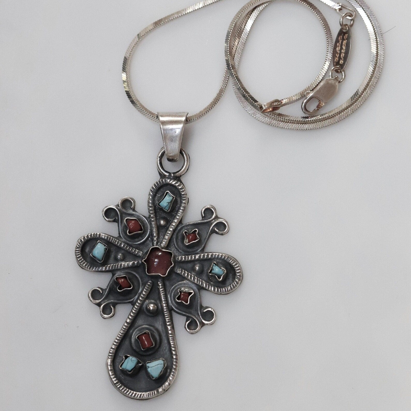 MATL Style Cross Pendant With Chain | Sterling Silver Vintage Jewelry ...