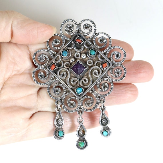 Vintage MATL Style Sterling Silver Brooch: Amethyst, … - Gem