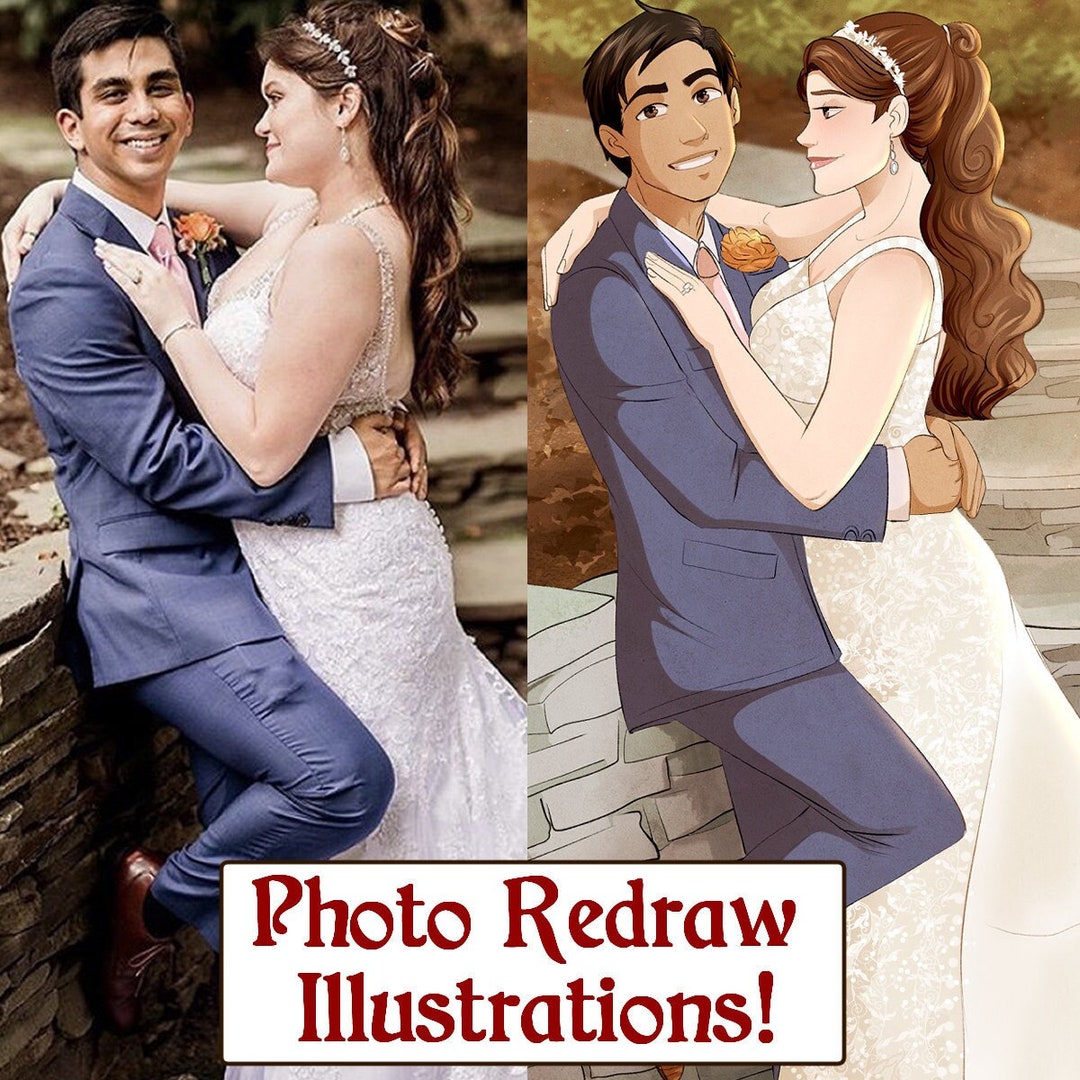 Photo Redraw Illustration Couples, Family Photos, and More - Etsy