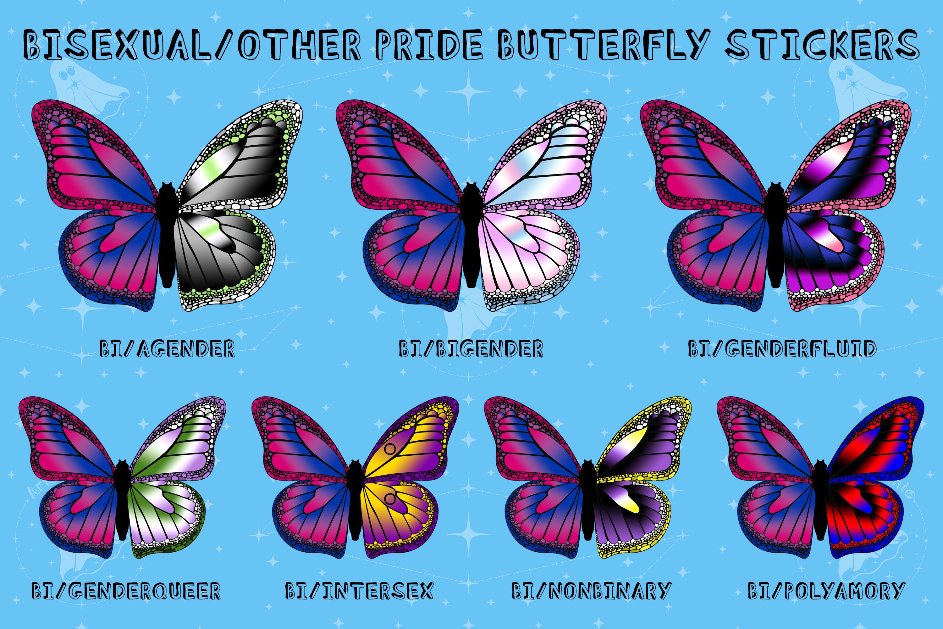 Bisexual/Other Pride Butterfly Stickers | Etsy
