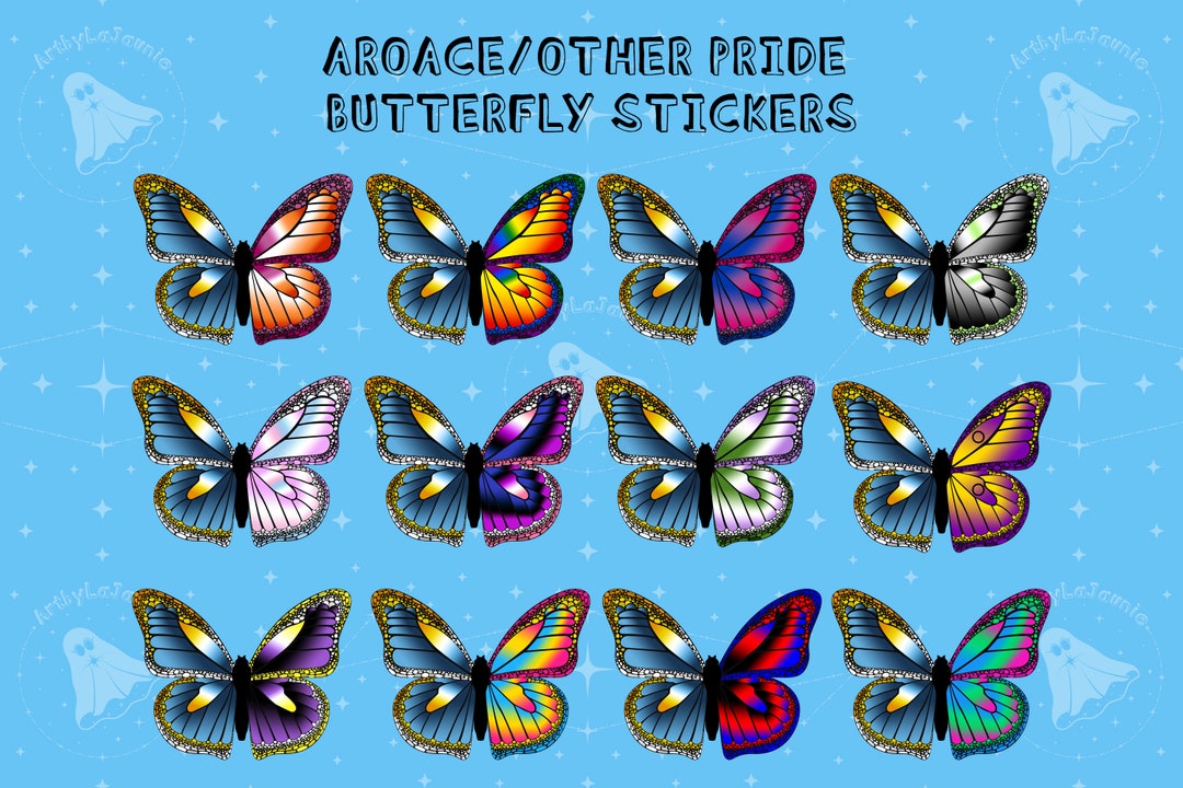 Aroace/other Pride Butterfly Stickers / Waterproof Available - Etsy