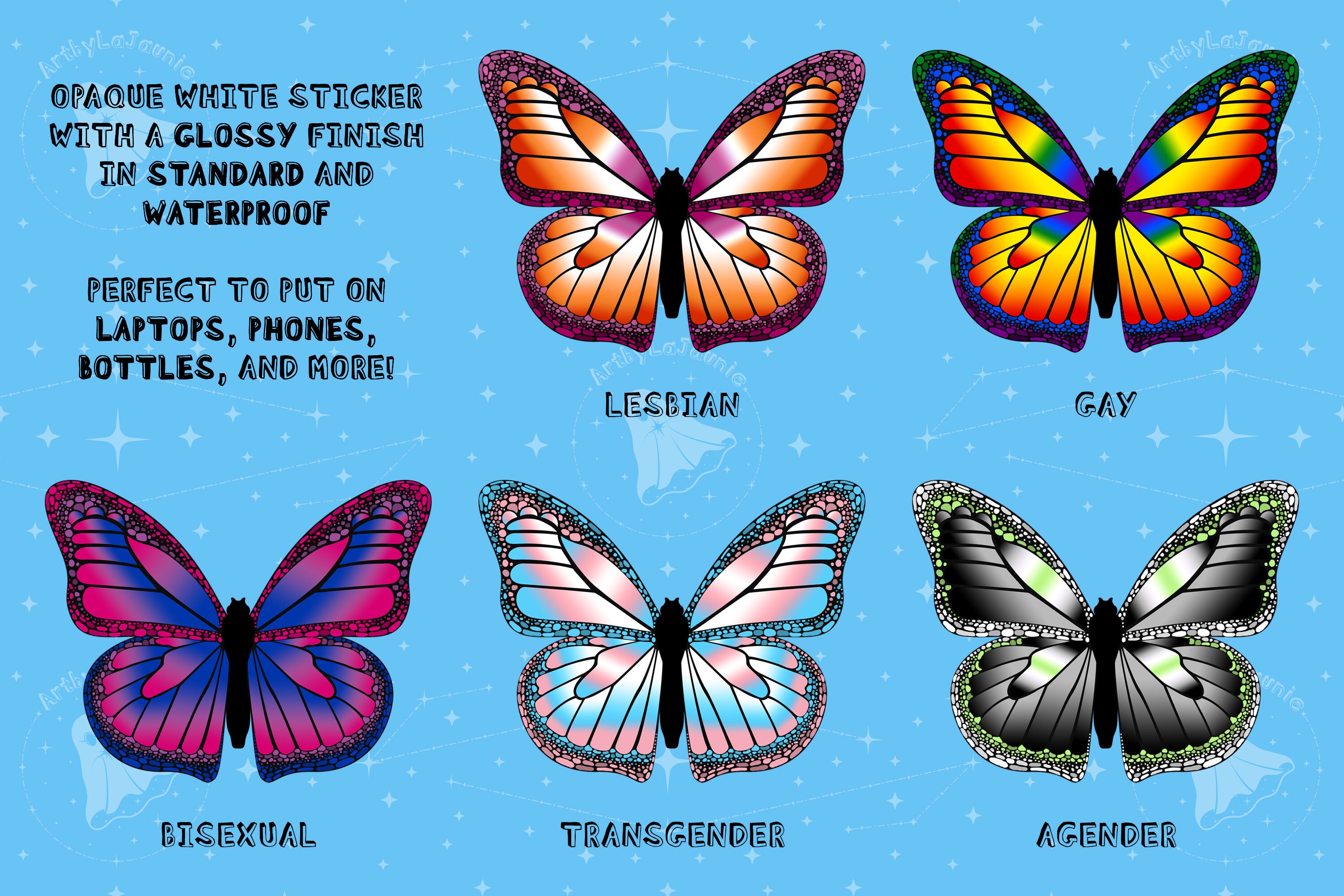 LGBTQIA+ Pride Butterfly Stickers / Waterproof Available - Etsy