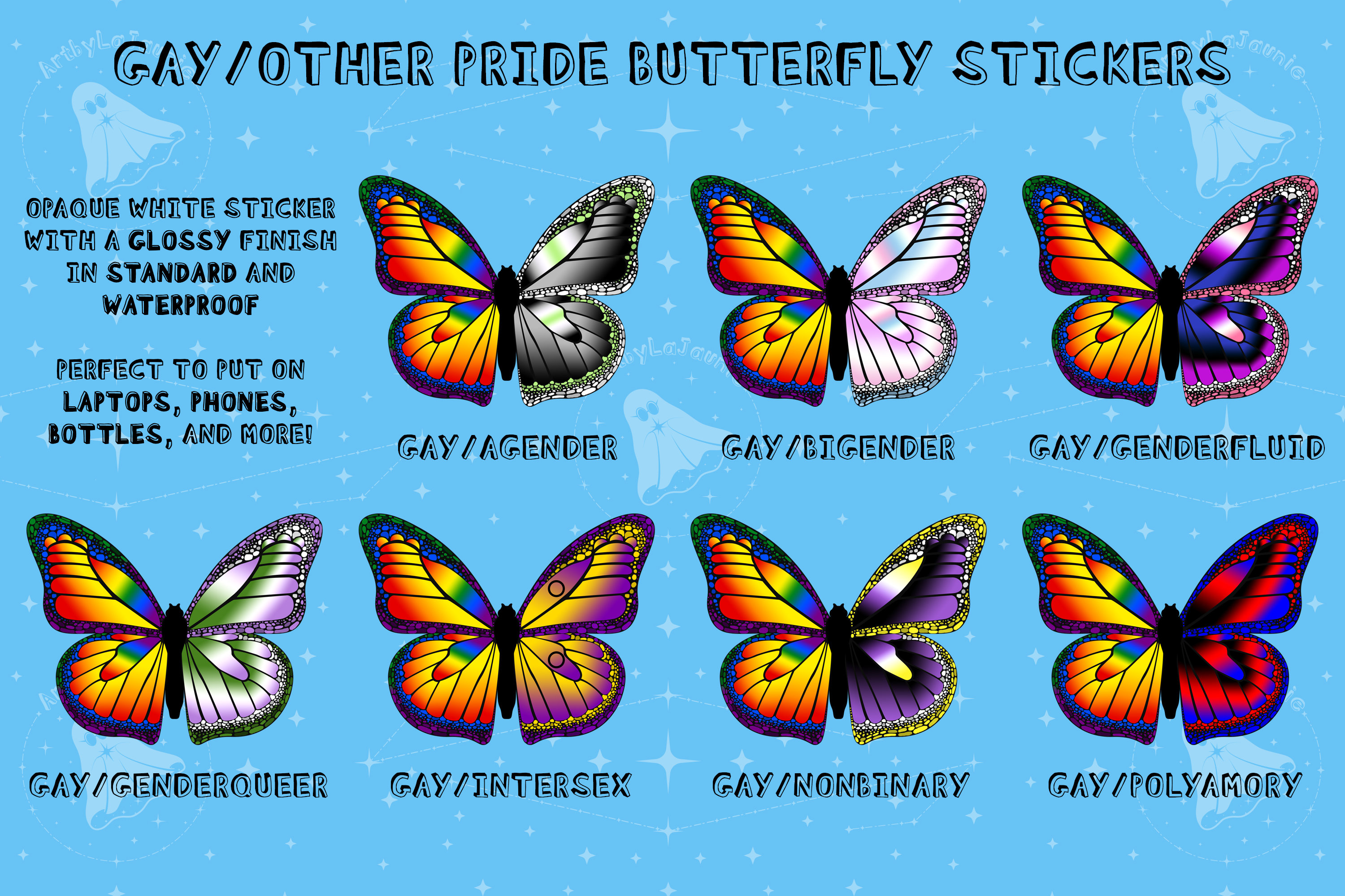 Paper LGBT pride butterfly sticker Paper & Party Supplies Stickers ...