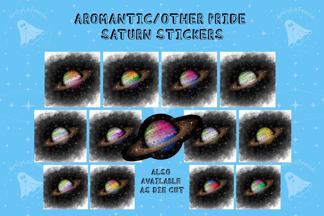 Aromantic/Otro // Aro Spectrum/Otros Pride Saturn Stickers ...