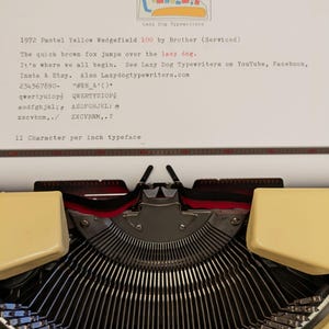 1972 Pastel Yellow Wedgefield kmart 100 Typewriter by Brother serviced ...