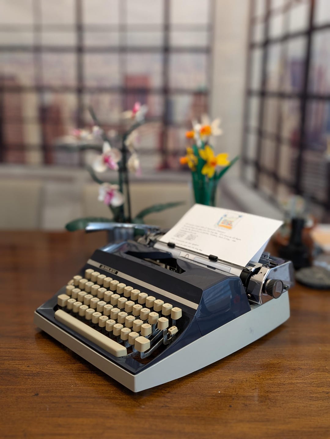 Cursive Script 1975 Adler J5 Navy Blue Chrome Typewriter - Just Another ...