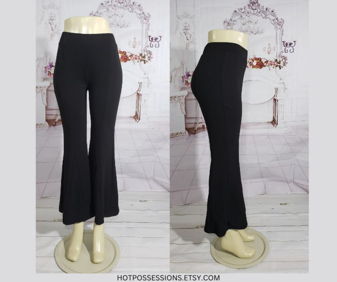 Women Black Pant Petite Flare Leg Pant W/elastic Waist - Etsy