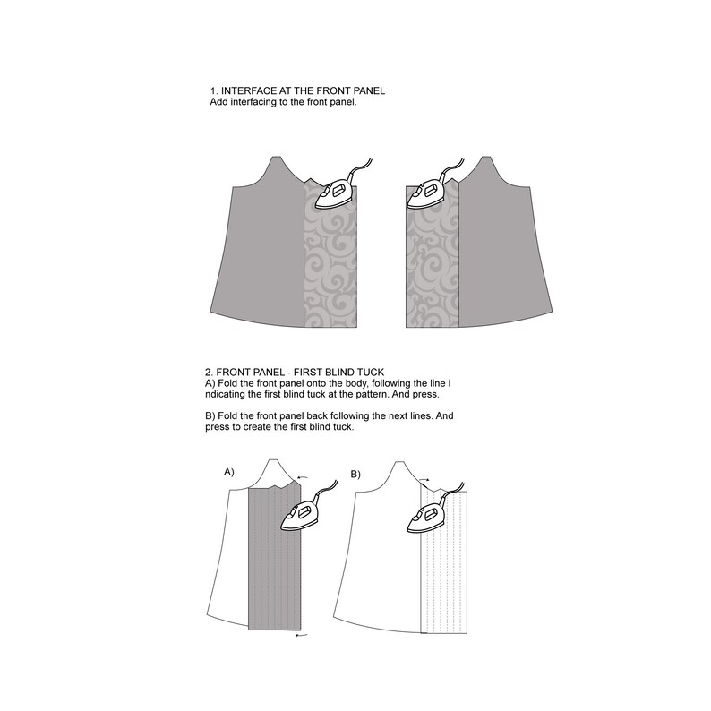 Top Pdf Sewing Pattern With Shark Teeth and Button Placket| Size 0-20 ...
