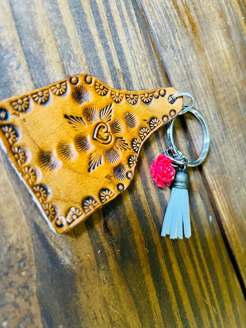Tooled Leather Keychain - Etsy
