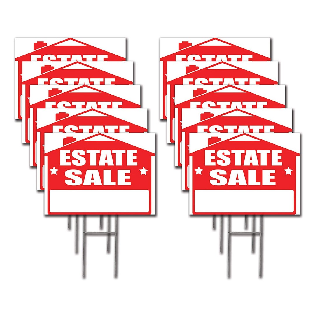 Estate Sale 10-pack Yard Sign - 18x24" With Stakes and 10 Directional ...